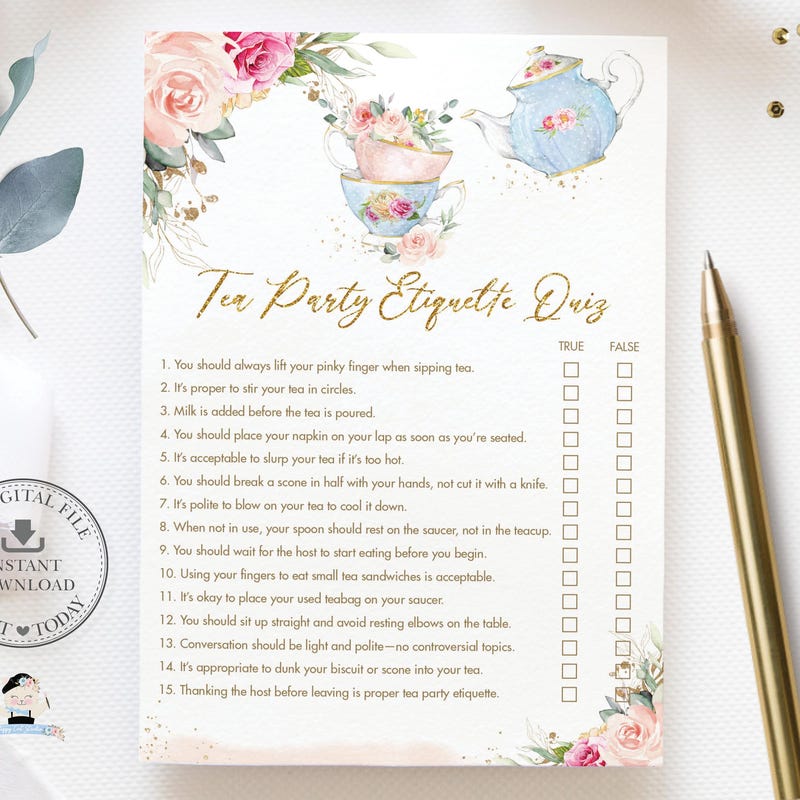Tea Party Etiquette Game - Etsy