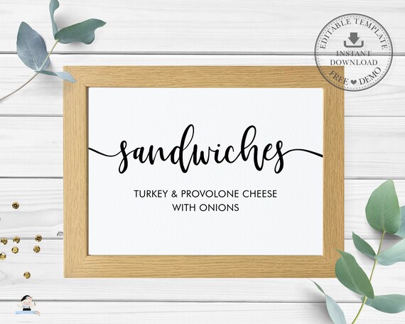 Modern Minimalist Typography Sandwiches Sign, EDITABLE TEMPLATE, Baby ...