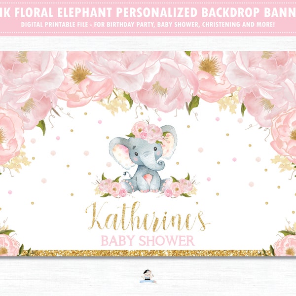 Pink Elephant Banner - Etsy
