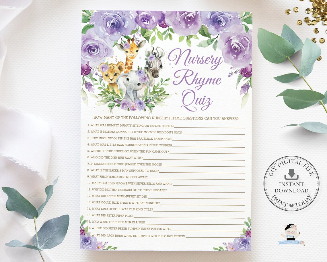 Nursery Rhyme Quiz INSTANT DOWNLOAD Guess Song Jungle - Etsy