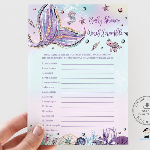 Editable Mermaid Baby Shower Game Bundle Under the Sea Baby - Etsy