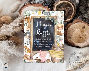 Farm Animals Diaper Raffle Sign Pink Farm Diaper Raffle Card - Etsy