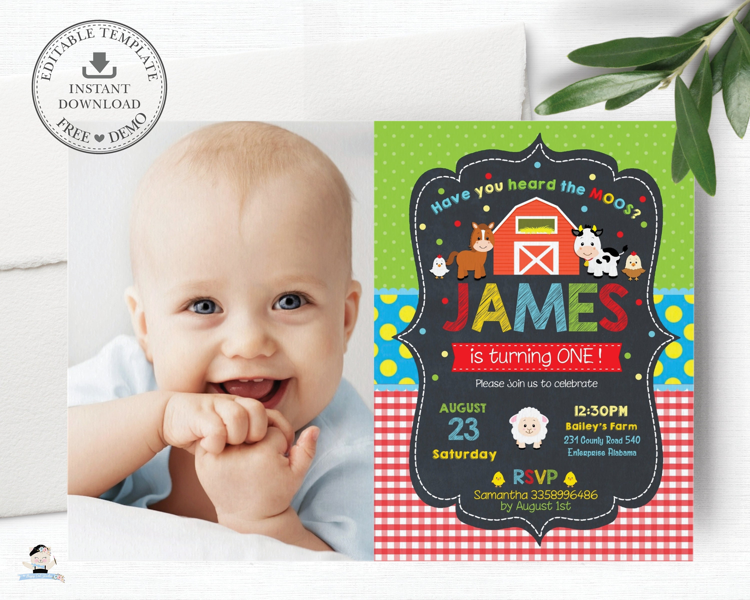 Farm Party Invitation EDITABLE TEMPLATE Cute Barnyard | Etsy Australia