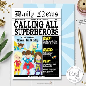 EDITABLE TEMPLATE Superhero Invitation, Superhero Printable, Digital ...