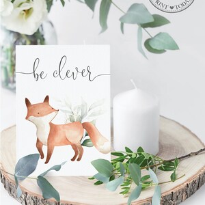 Woodland Animals Greenery Sign Bundle Printable, Bear Fox Deer Rabbit ...