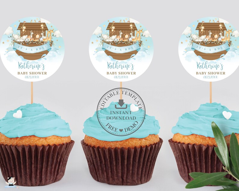 EDITABLE TEMPLATE Noah's Ark 2 Circle Labels Cute - Etsy