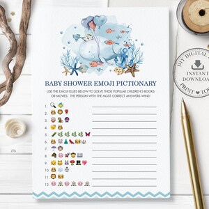 Nautical Whale Baby Shower Game Bundle INSTANT DOWNLOAD Bingo Advice ...