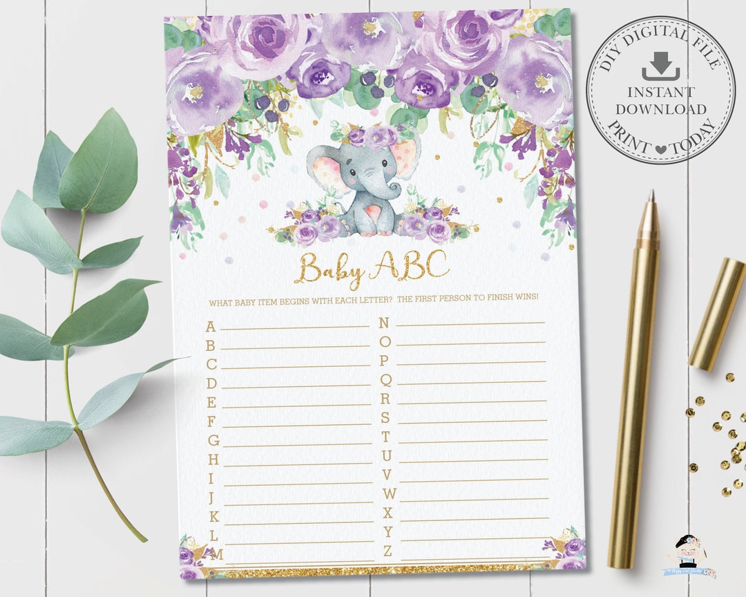 Baby ABC Game, INSTANT DOWNLOAD, Alphabet Baby Items A to Z Purple ...