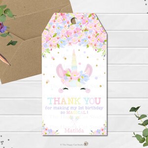 Unicorn Thank You Tags, Favor Gift Labels, Smiley Face, Unicorn ...