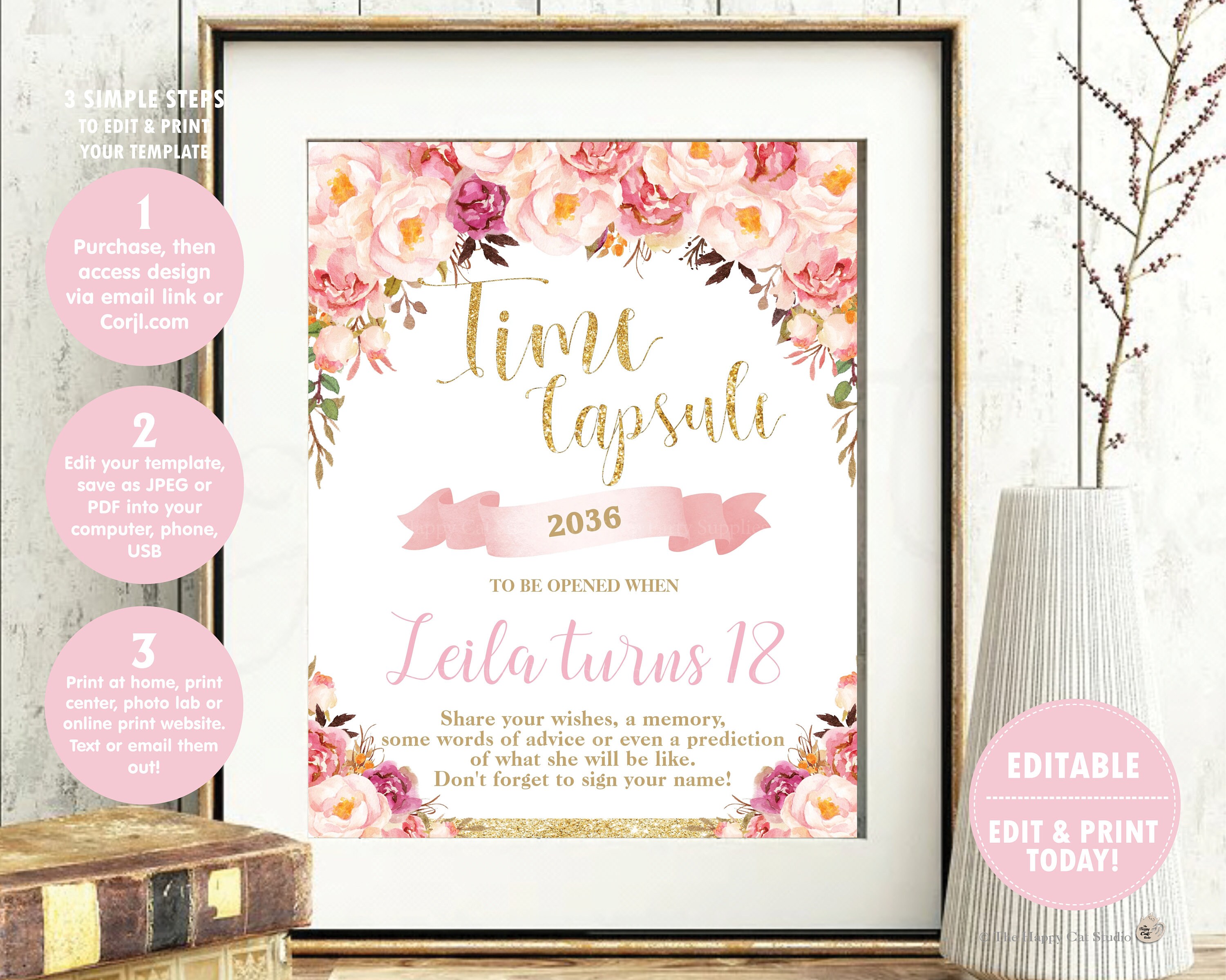 Time Capsule Sign and Message Card EDITABLE TEMPLATE Time | Etsy
