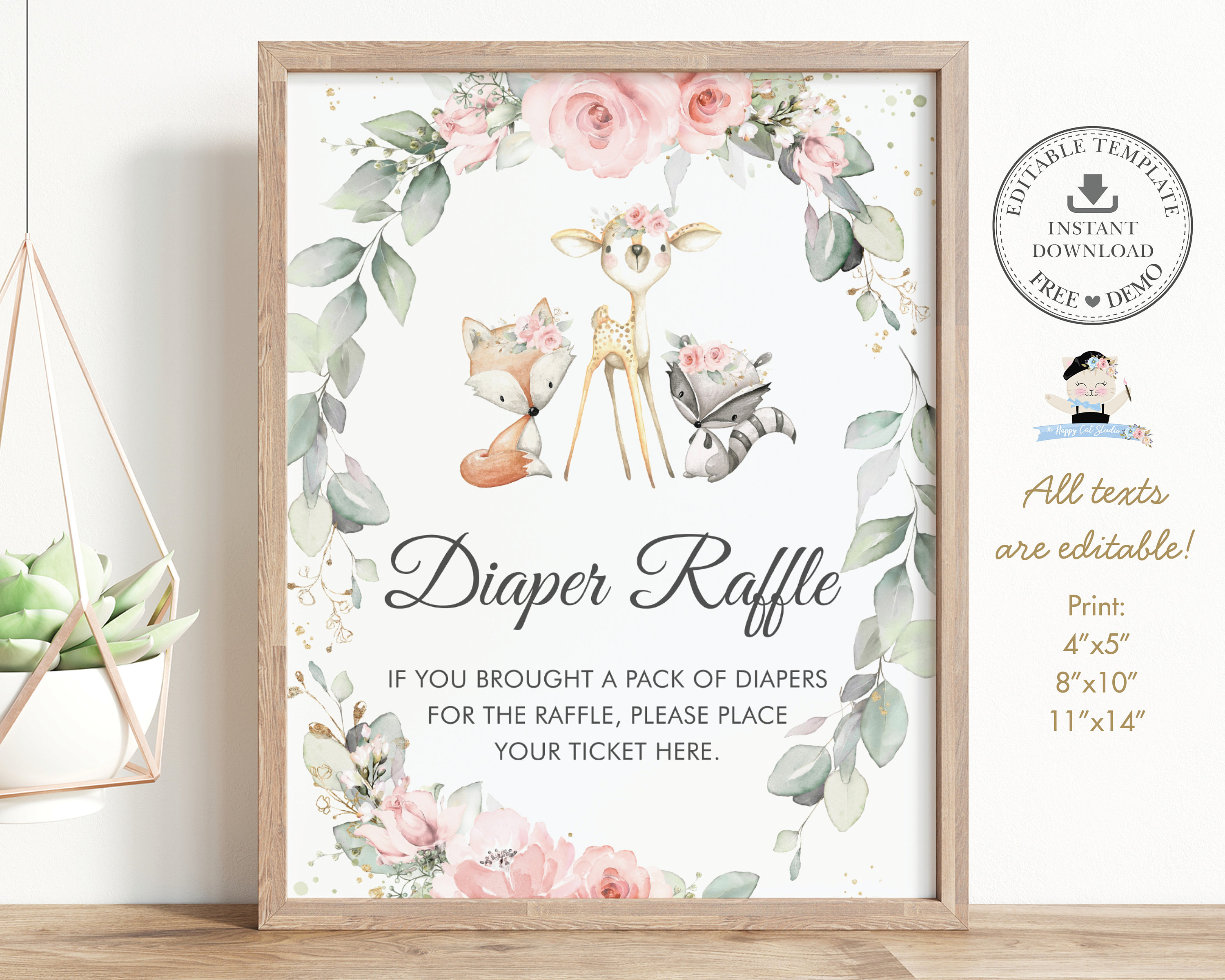 Woodland Table Sign Bundle EDITABLE TEMPLATE Pink Floral - Etsy Australia