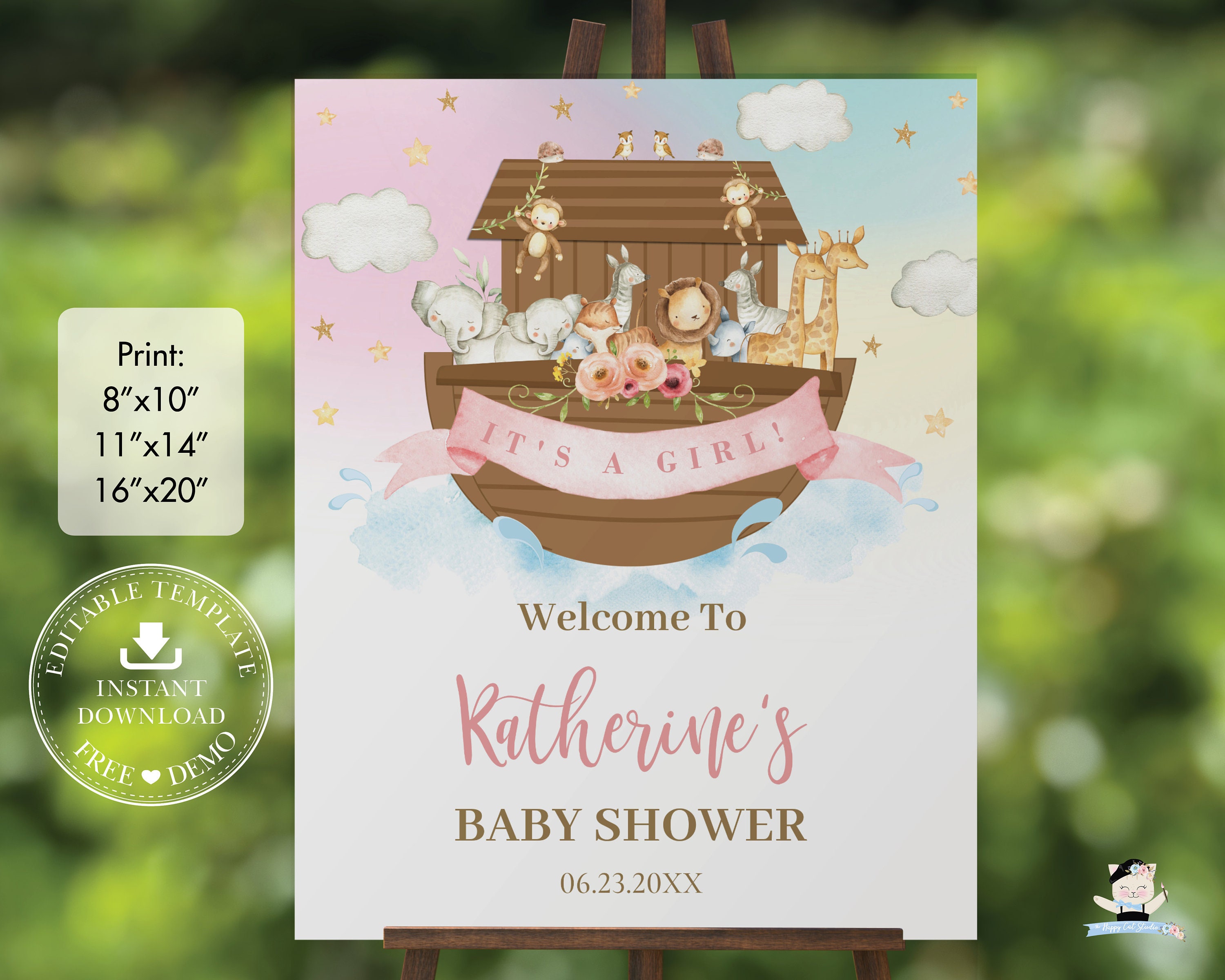 Noah's Ark Welcome Sign EDITABLE TEMPLATE Chic Rainbow - Etsy