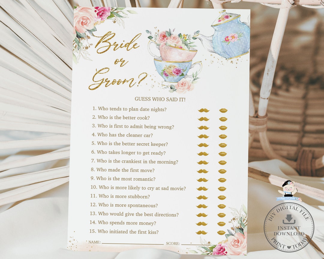Bride or Groom Guess Who Said It Game Printable, INSTANT DOWNLOAD High ...