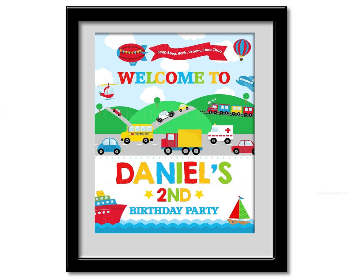 Transportation Birthday Welcome Sign Poster Tranport Party | Etsy