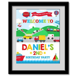 Transportation Birthday Welcome Sign Poster Tranport Party | Etsy