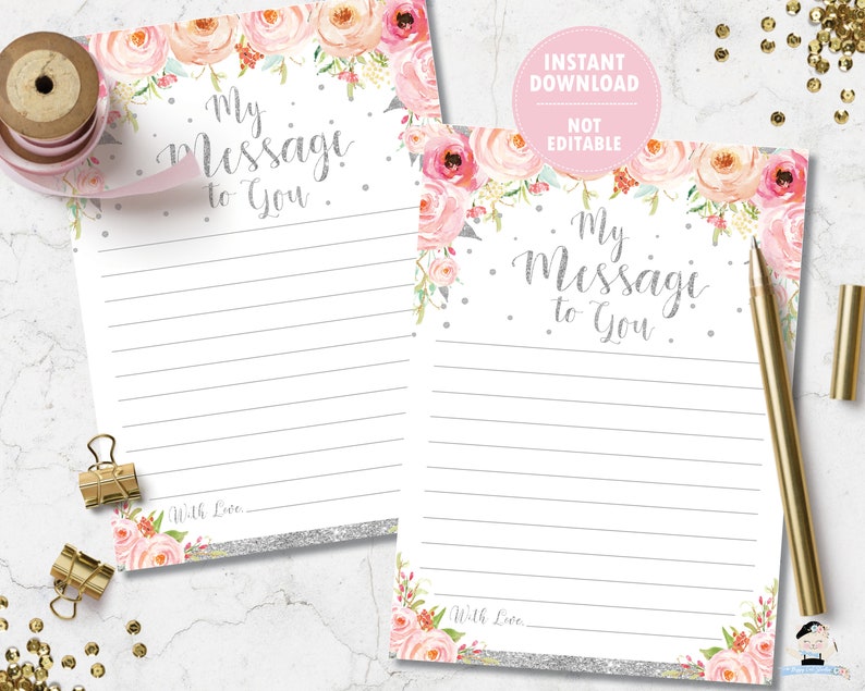EDITABLE Floral Time Capsule Sign With Message Card Wishes for You Card ...