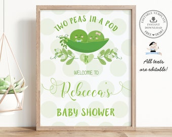 Peas in A Pod Twins Baby Shower Welcome Sign Template - Etsy
