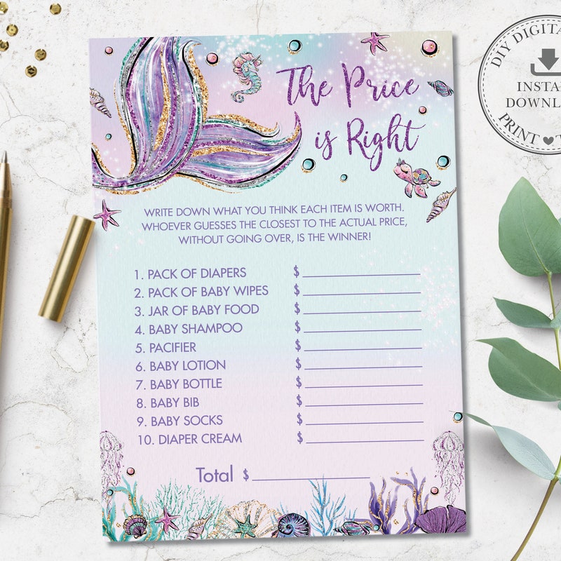 Mermaid Themed Baby Shower Printable Game - Etsy