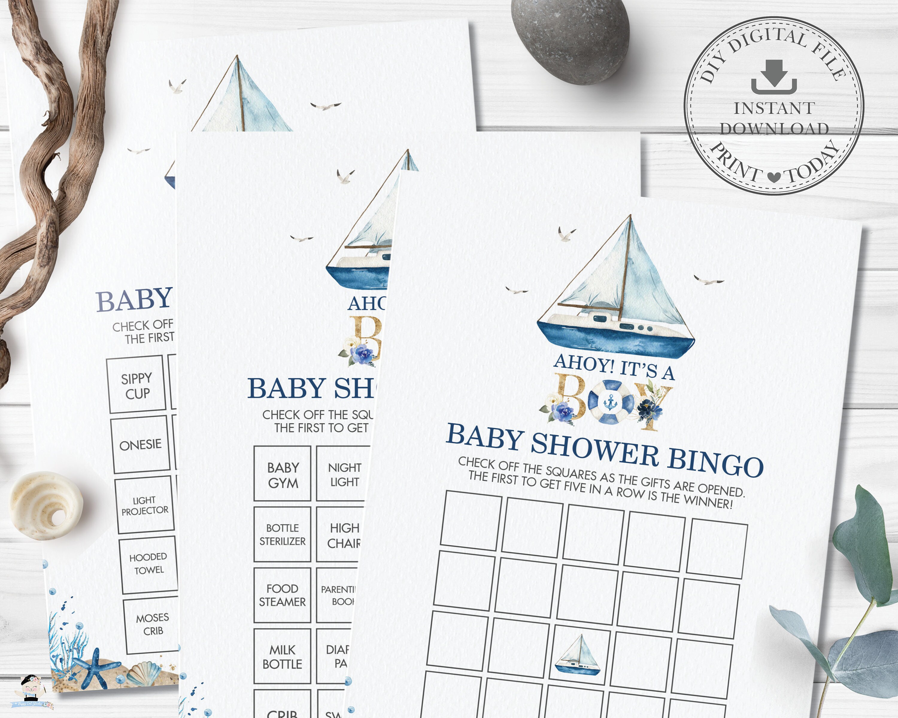 Nautical Baby Shower Game Bundle INSTANT DOWNLOAD Ahoy - Etsy