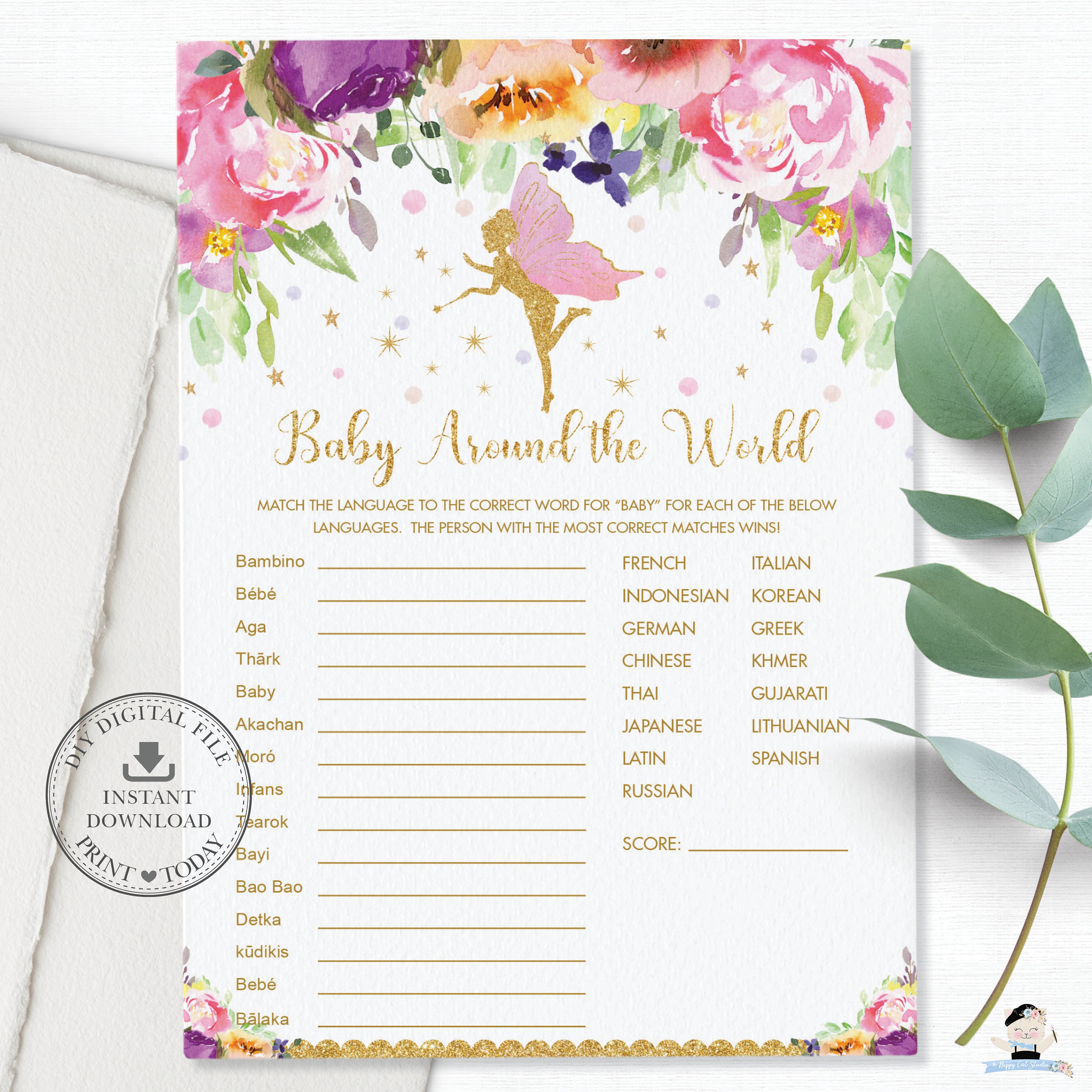 Baby Shower Game Bundle INSTANT DOWNLOADPurple Pink Floral | Etsy