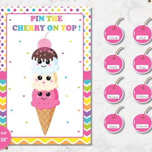 Ice Cream Party Game Pin the Cherry on Top of Ice Cream - Etsy Australia