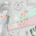Blush Floral Water Bottle Labels, EDITABLE TEMPLATE, Pink Roses Flowers ...