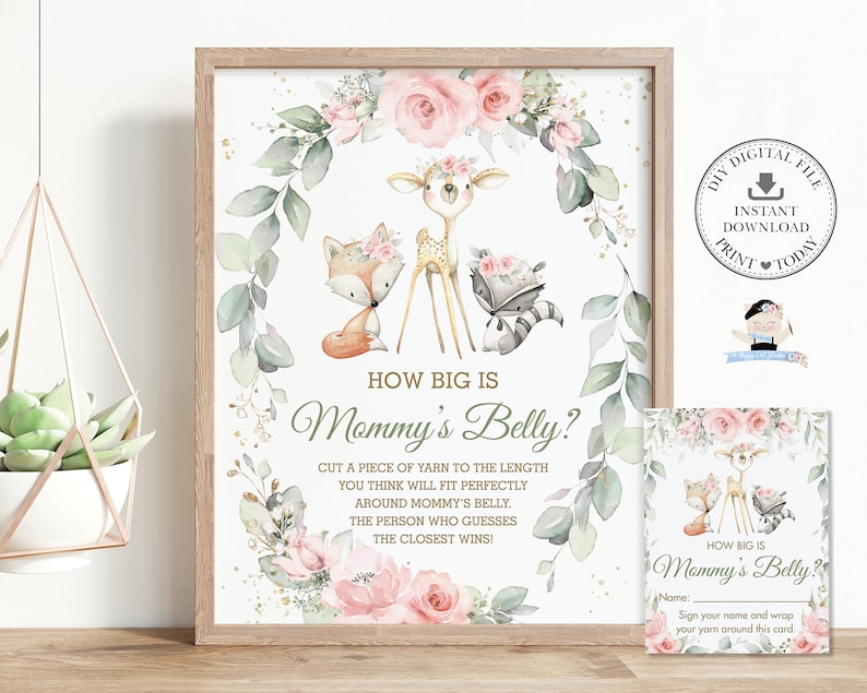 How Big is Mommy's Belly Sign Card INSTANT DOWNLOAD Chic - Etsy