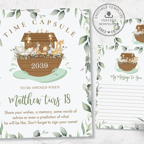 Noah's Ark Flag Banner EDITABLE TEMPLATE Chic Greenery - Etsy