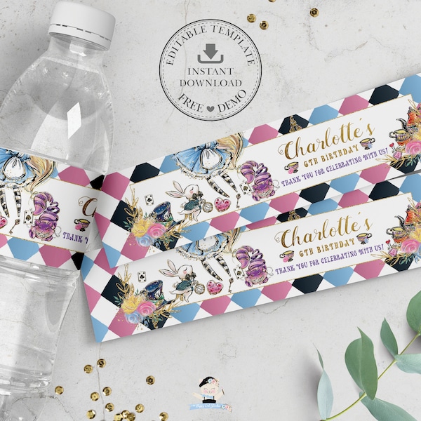 Alice in Wonderland Bottle Labels - Etsy