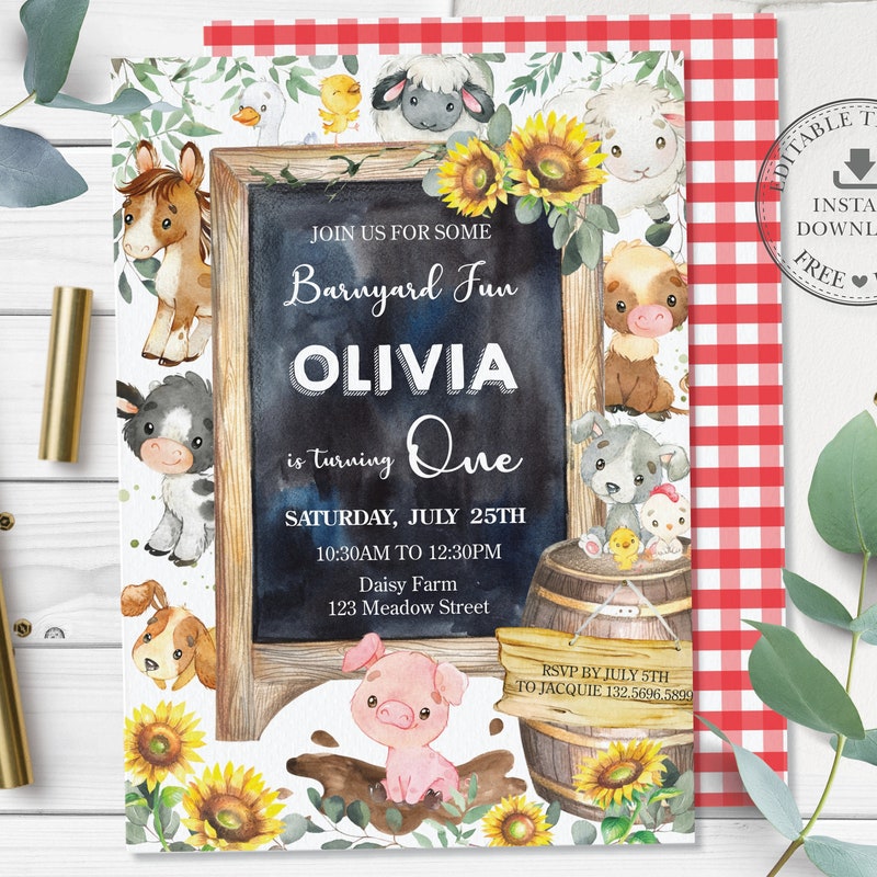 Farm Birthday Invitation - Etsy