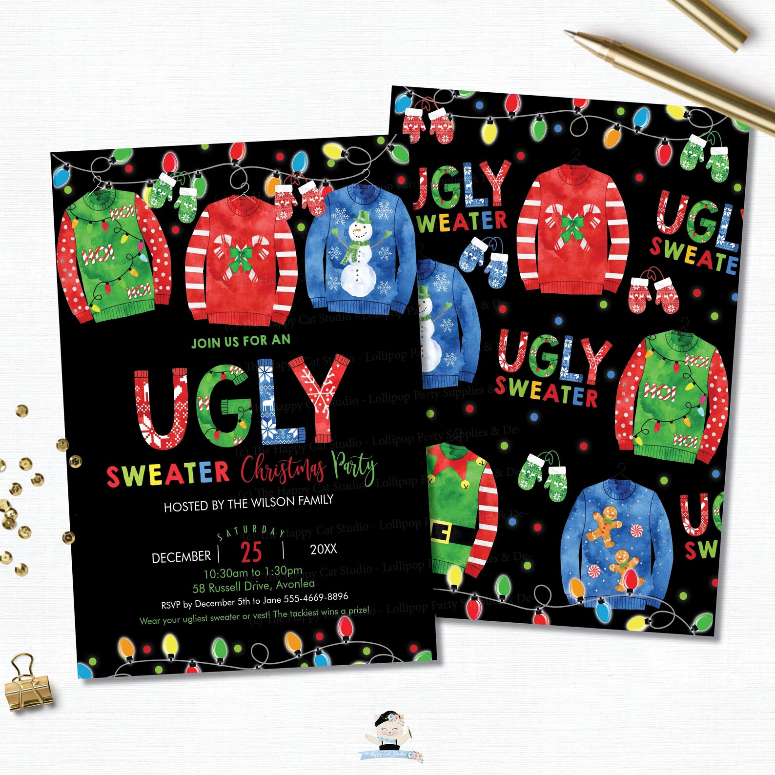 Ugly Sweater Invitation, Instant Download, Ugly Sweater Christmas Party ...