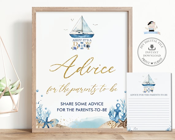 Advice for the Parents to Be Sign & Message Card, INSTANT DOWNLOAD ...