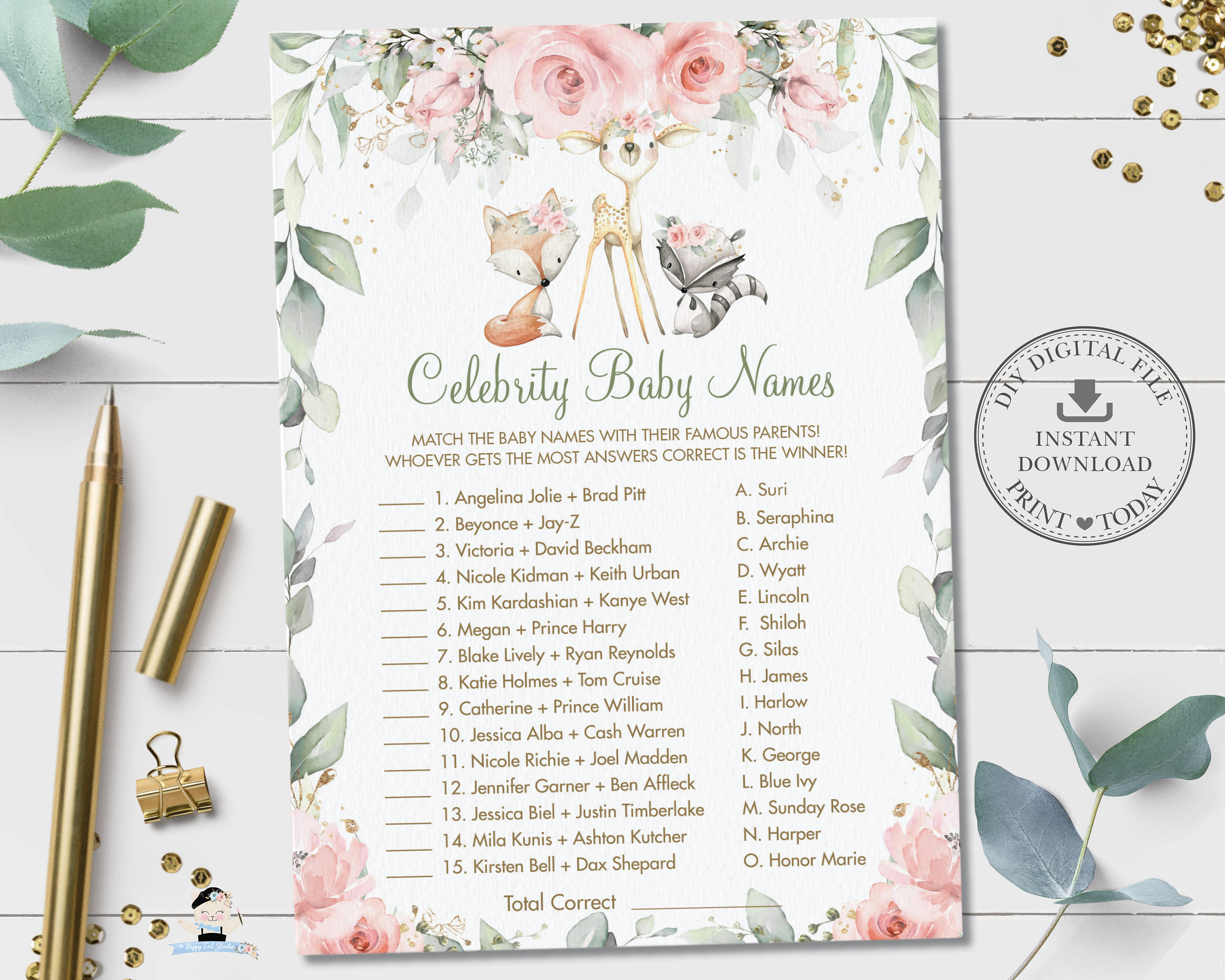 Woodland Animals Baby Shower Game Bundle, 8 GAMES, Baby Predictions ...