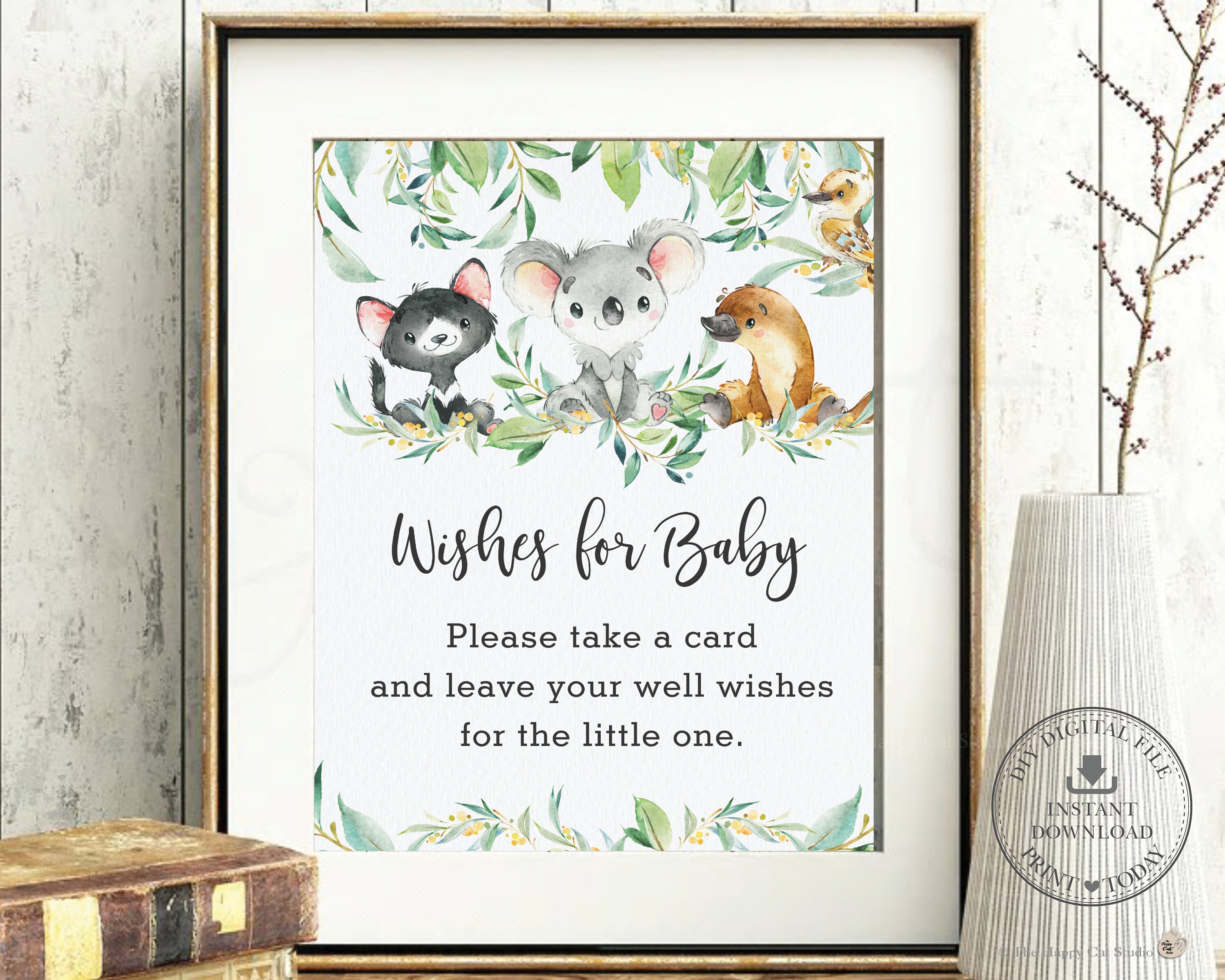 Australian Animals Wishes for Baby Card and Sign Eucalyptus - Etsy