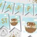 Noah's Ark Flag Banner EDITABLE TEMPLATE, Cute Twin Animals Blue ...