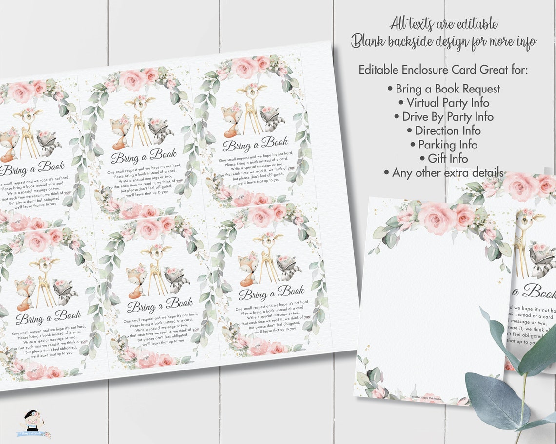 EDITABLE TEMPLATE Woodland Animals Books for Baby Insert - Etsy Australia
