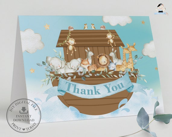 Noah's Ark Folded Tent Thank You Card INSTANT DOWNLOAD | Etsy