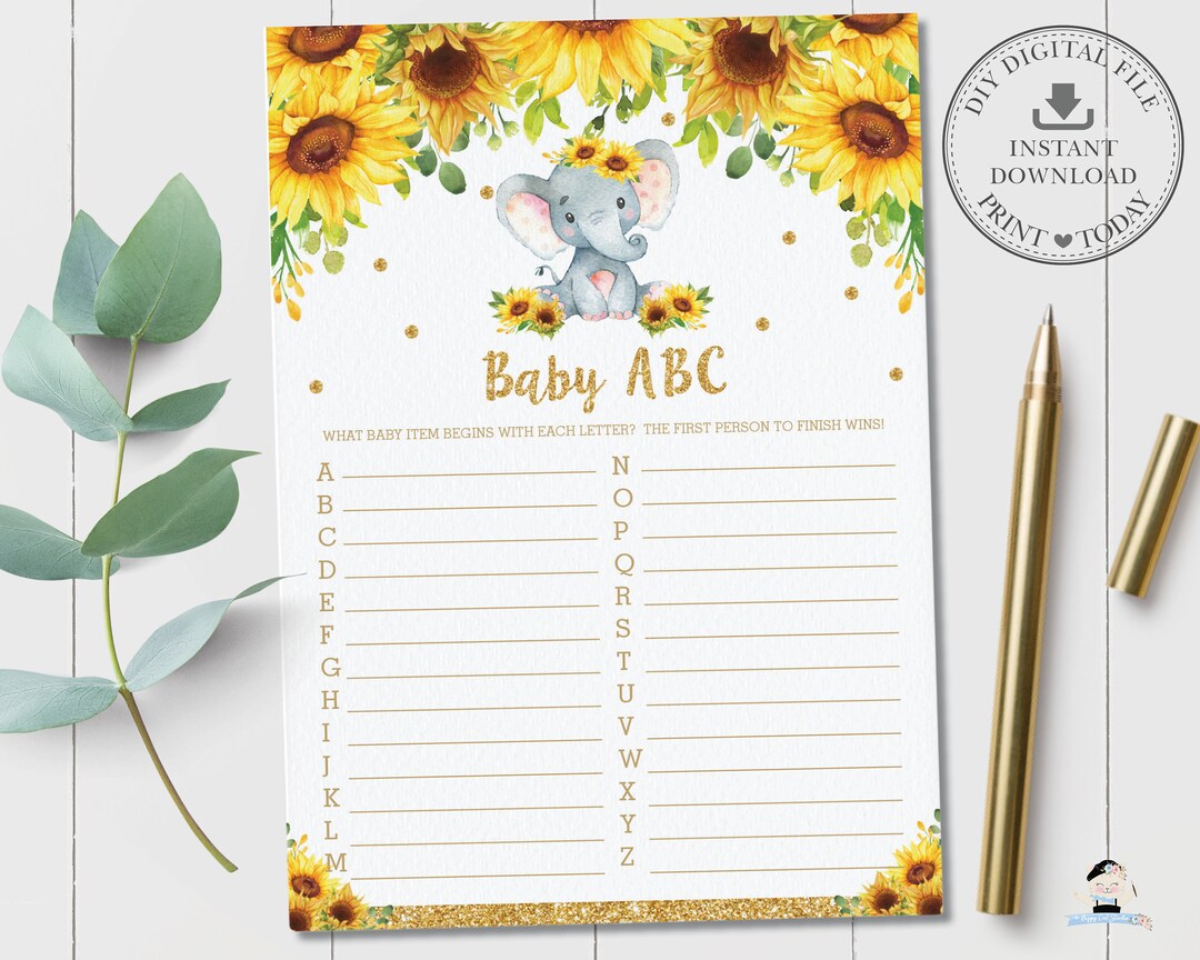 Baby ABC Game, INSTANT DOWNLOAD, Alphabet Baby Items A to Z Floral ...