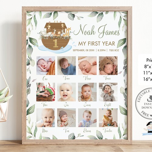 Noah's Ark Flag Banner EDITABLE TEMPLATE Chic Greenery - Etsy