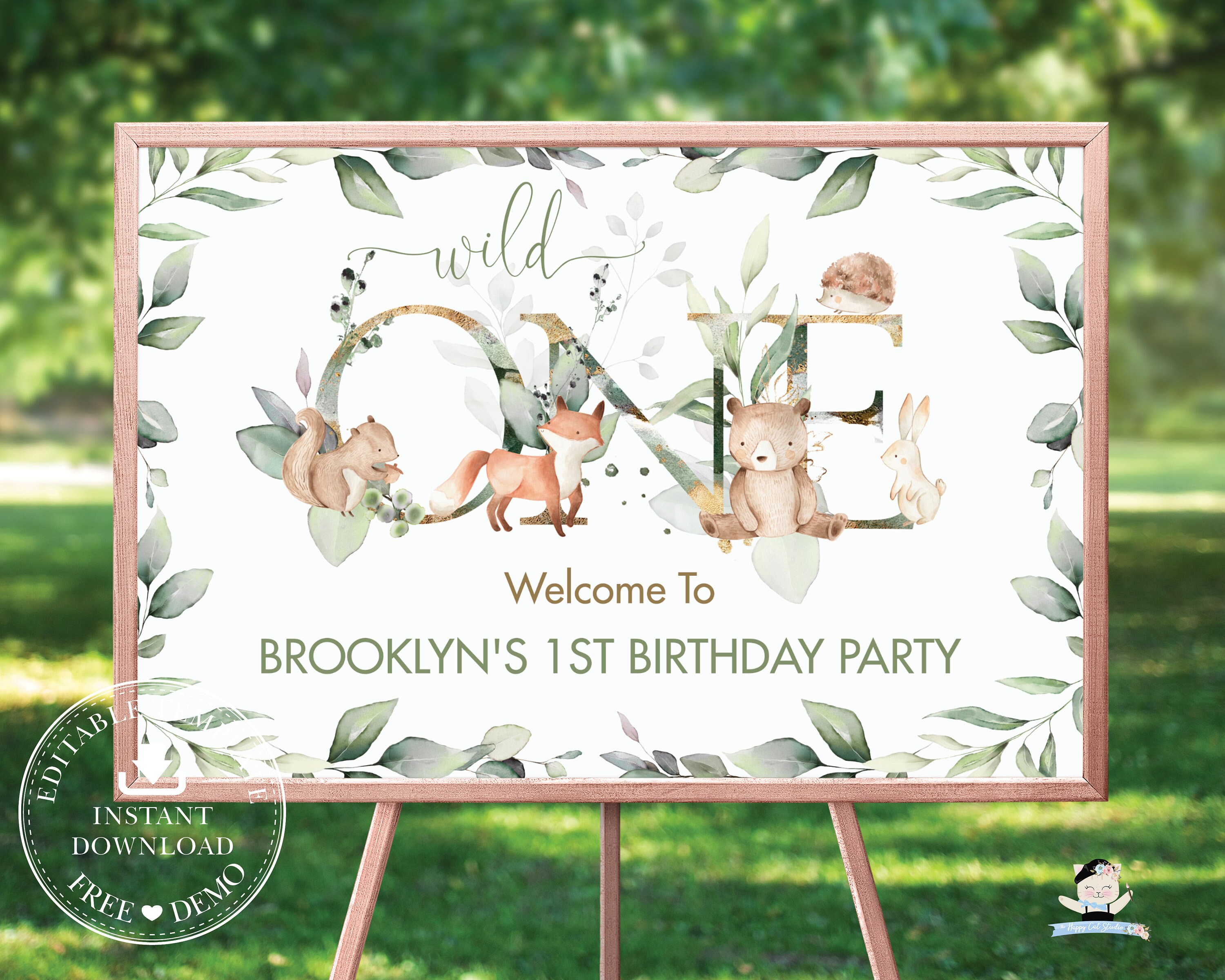Woodland Animals 1st Birthday Welcome Sign EDITABLE TEMPLATE - Etsy