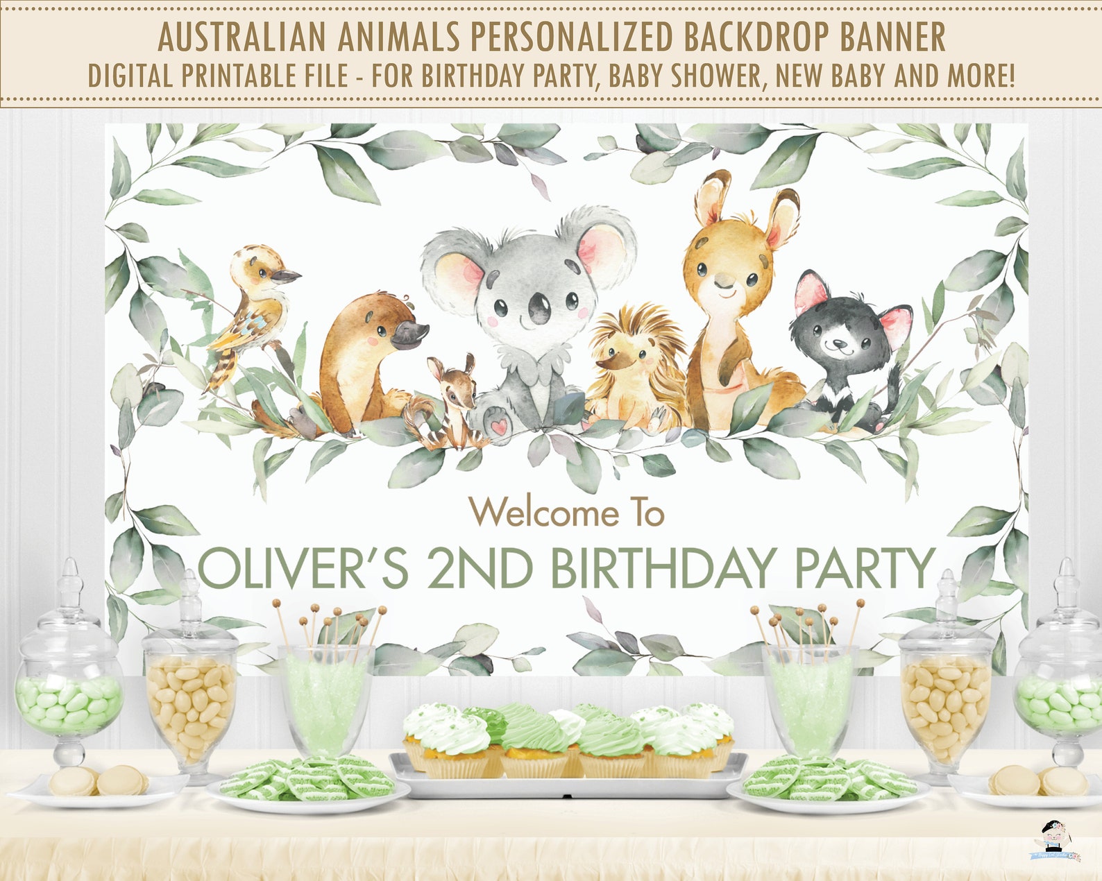 Australian Animals Birthday Party Baby Shower Backdrop Banner | Etsy