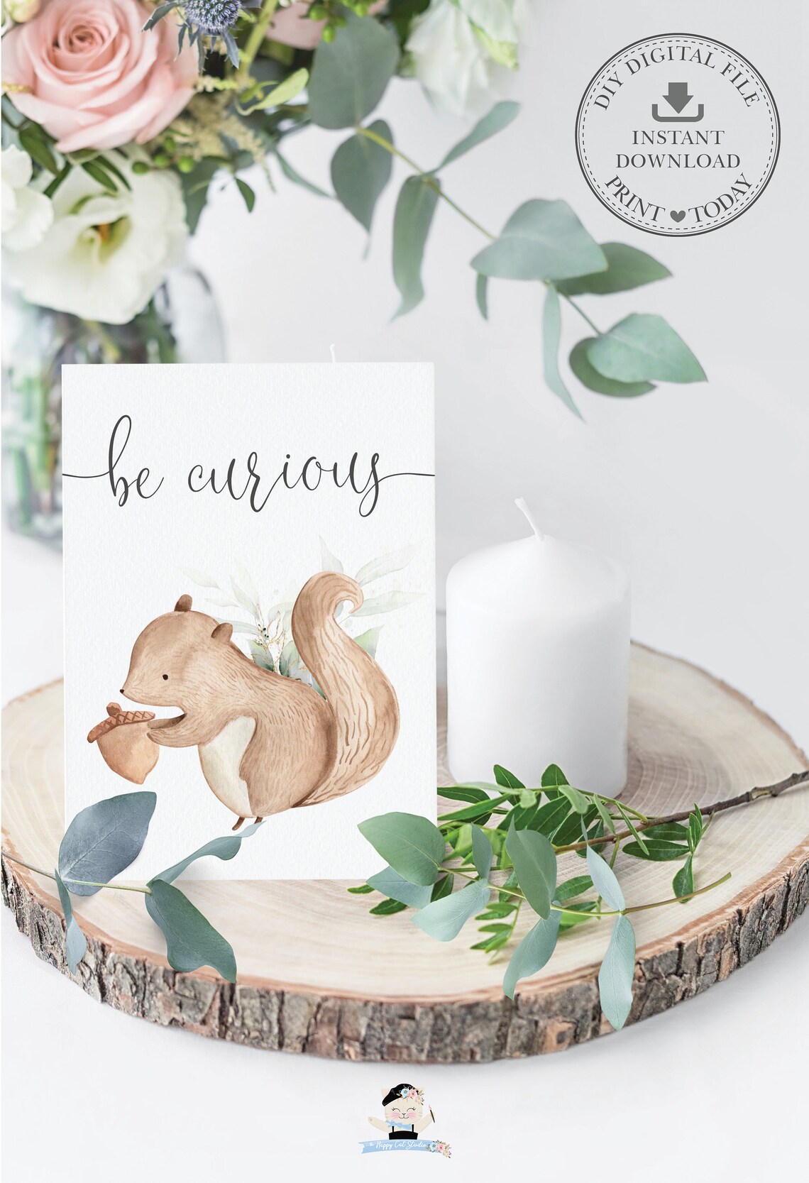 Woodland Animals Greenery Sign Bundle Printable Bear Fox Deer | Etsy