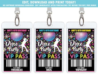 Disco Party Invitation EDITABLE TEMPLATE Dance Birthday | Etsy