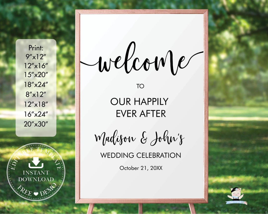 EDITABLE TEMPLATE, Welcome Sign Printable, Baby Shower Birthday Wedding ...