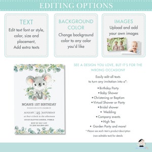 Large Koala Flag Banner, EDITABLE TEMPLATE, Cute Koala Eucalyptus Pink ...