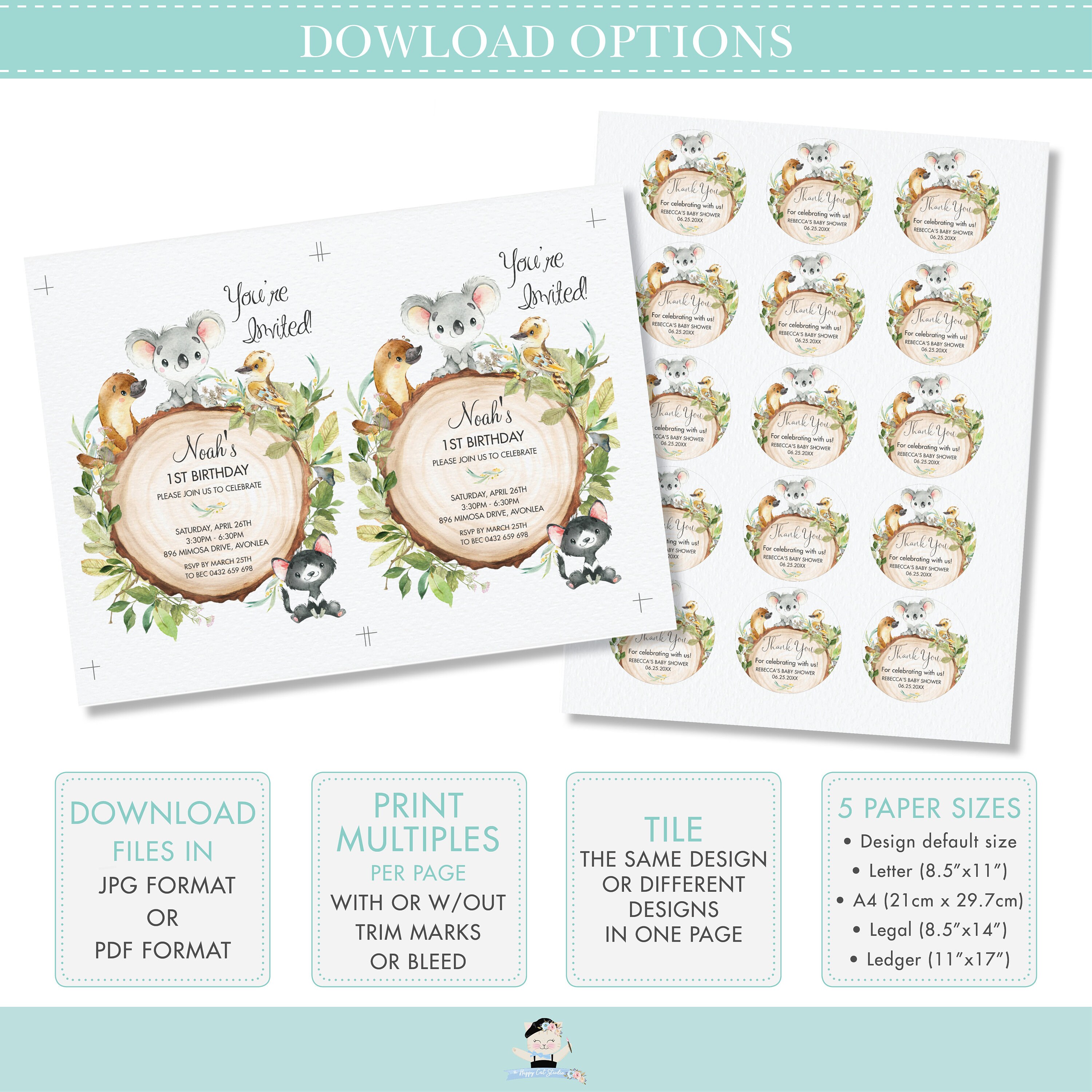 Australian Animals Welcome Sign EDITABLE TEMPLATE Diy | Etsy