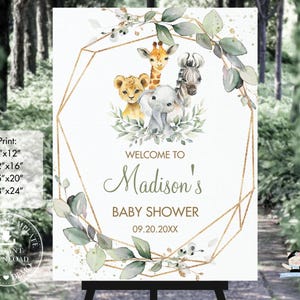 Jungle Animals Greenery Welcome Sign EDITABLE TEMPLATE INSTANT Download ...
