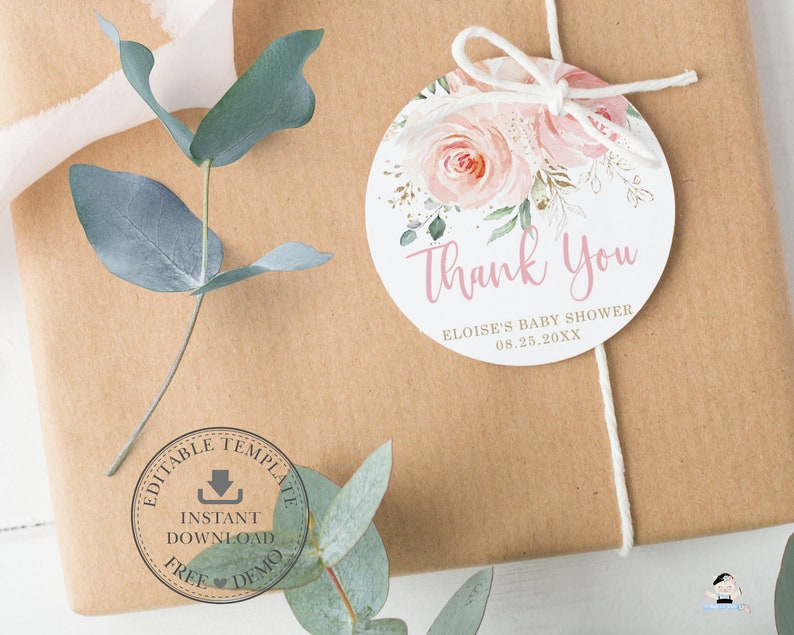 EDITABLE TEMPLATE Blush Floral 2 Circle Round Labels - Etsy
