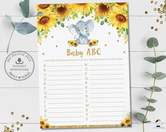 Baby ABC Game, INSTANT DOWNLOAD, Alphabet Baby Items A to Z Floral ...