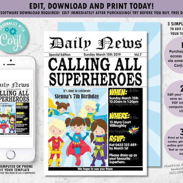 Superhero Printable - Etsy